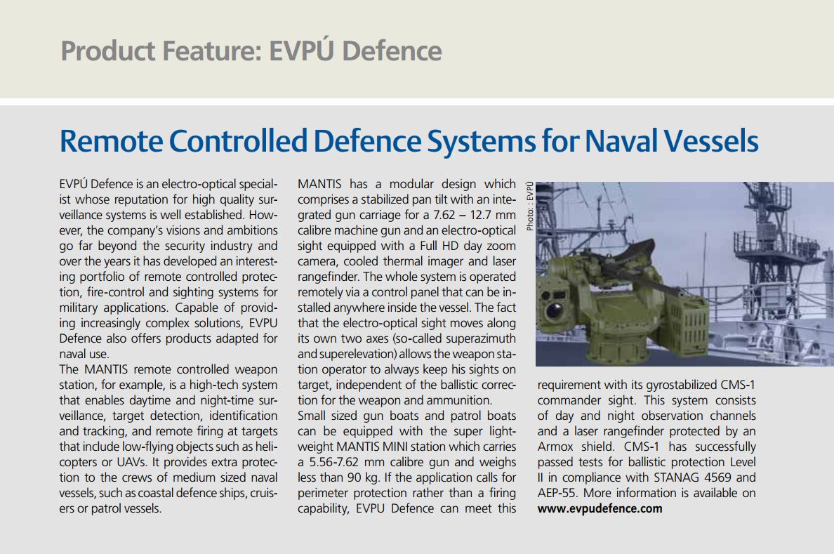 ESD: Remote controlled defence systems for naval vessels | EVPÚ Defence